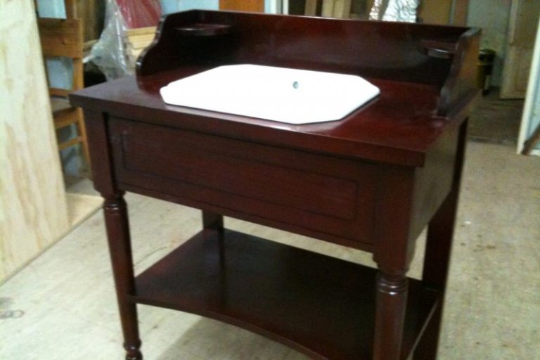 Dark Solid Timber Vanity with Porcelain - Malcolmstjames
